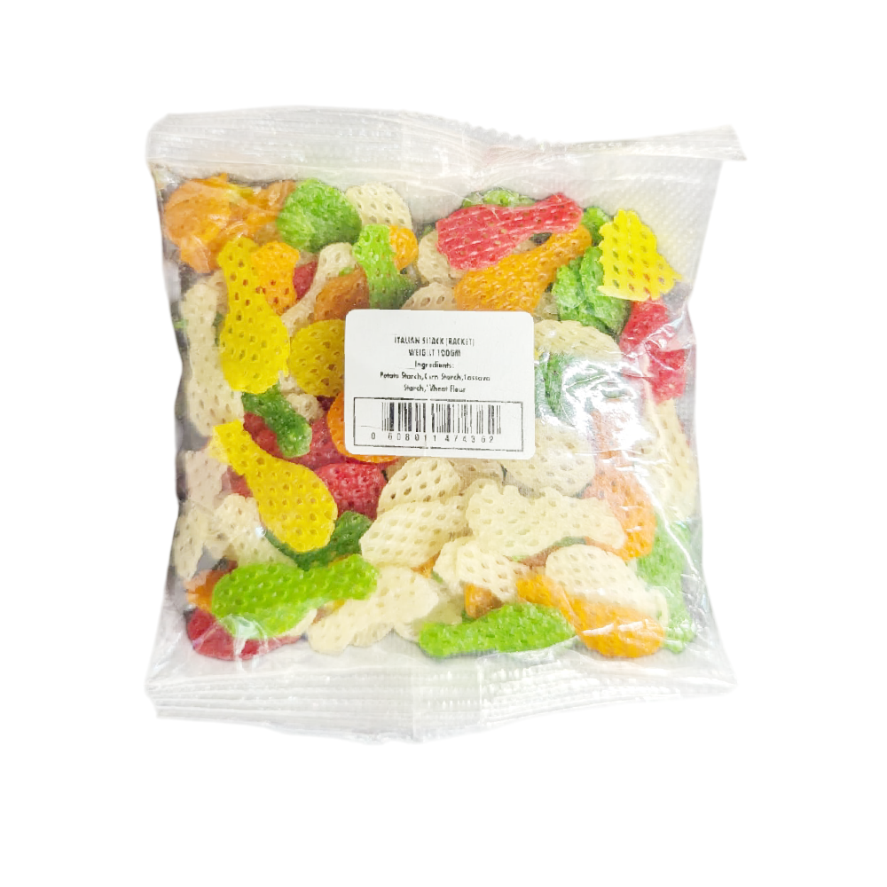 ITALIAN SNACKS COLORED RACKET CUT 100 GM – Al-Fatah