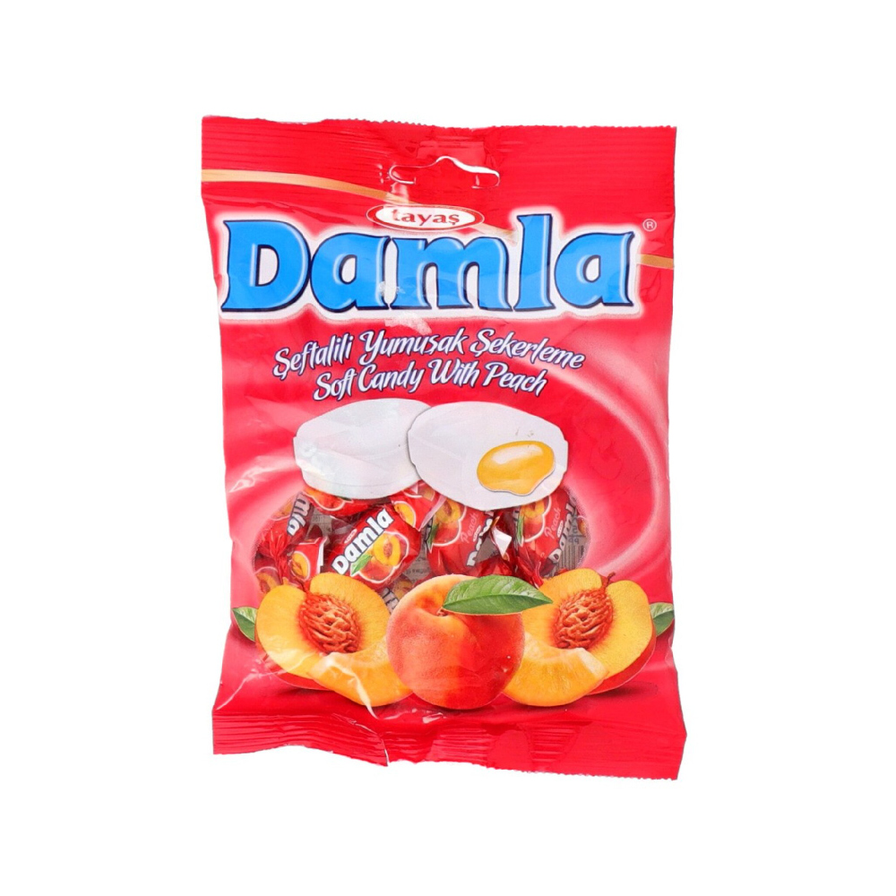 TAYAS SOFT CANDY WITH PEACH DAMLA BAG 90 GM – Al-Fatah