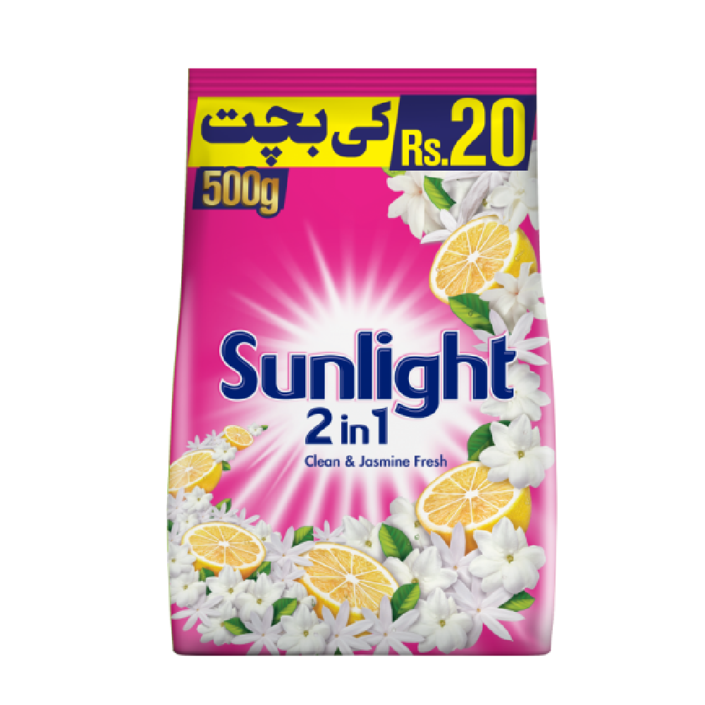 SUNLIGHT WASHING POWDER 2IN1 CLEAN & JASMINE FRESH 500 GM – Al-Fatah