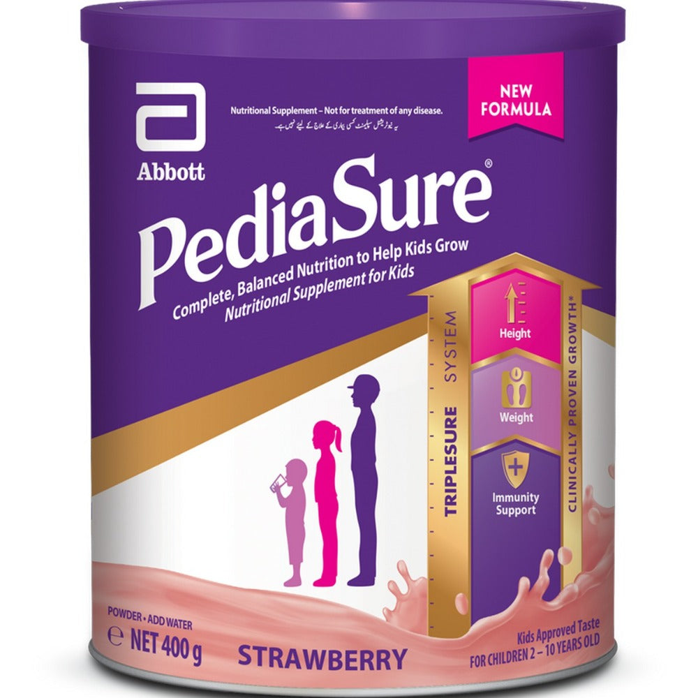 PEDIASURE NUTRI SUPPLEMENT POWDER FOR KIDS STRWBERRY TIN 400 – Al-Fatah