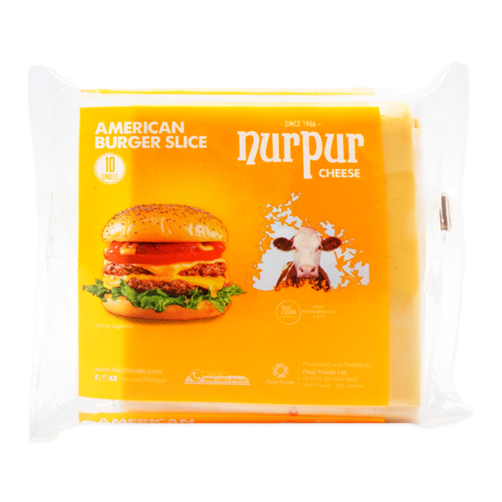 NURPUR CHEESE AMERICAN BURGER SLICE 10 PCS 200 GM – Al-Fatah